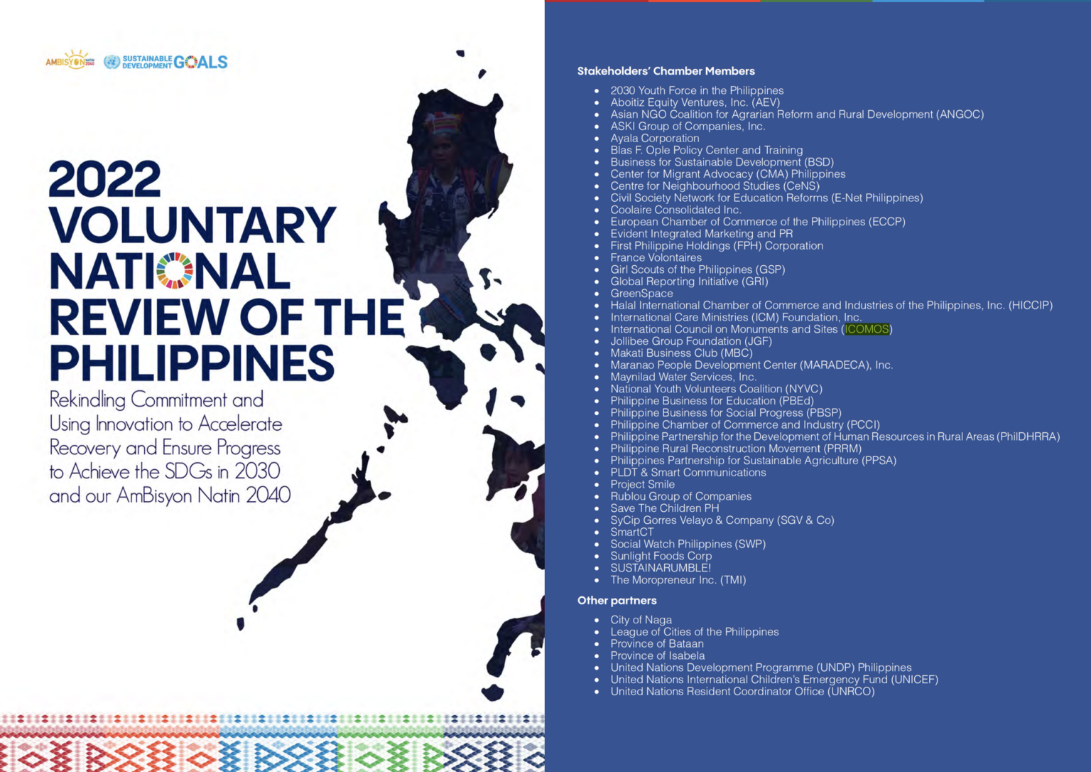 ICOMOS Philippines contributed to the 2022 Voluntary National Review ...